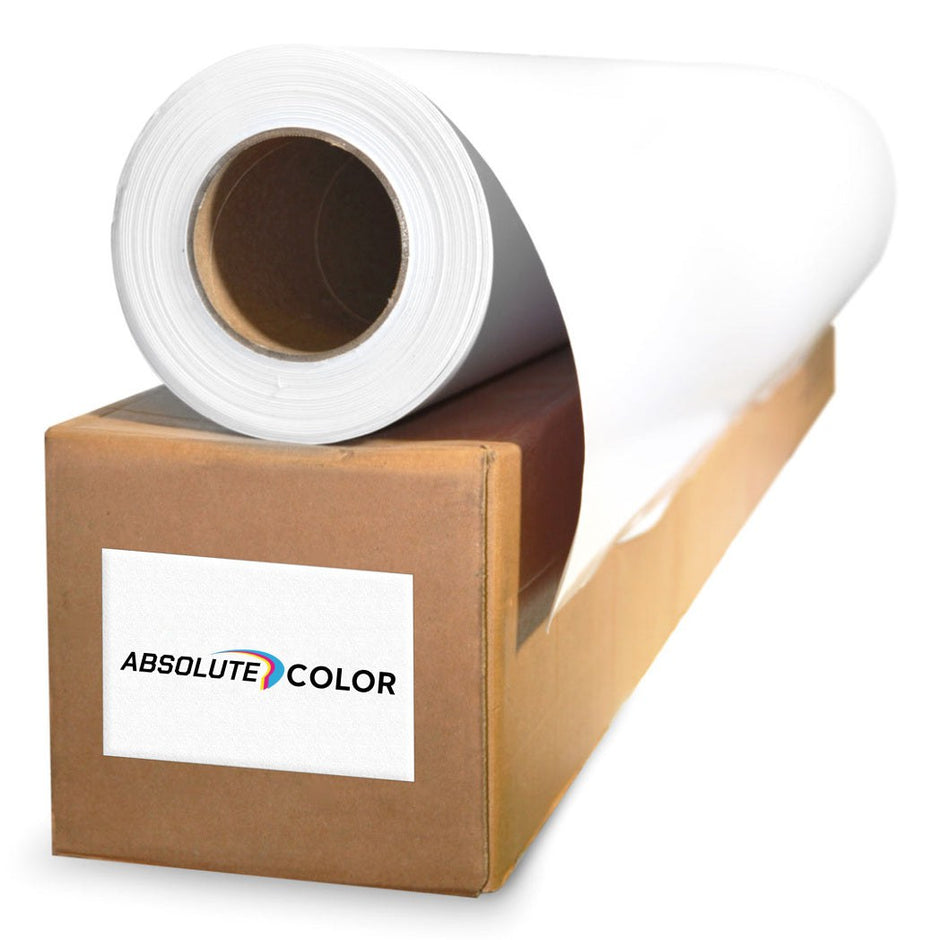 54"x150ft Glossy Vinyl Roll - Permanent, Double-Sided White/Clear